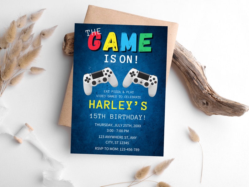 Editable Video Game Birthday Invitation Gaming Party - Etsy