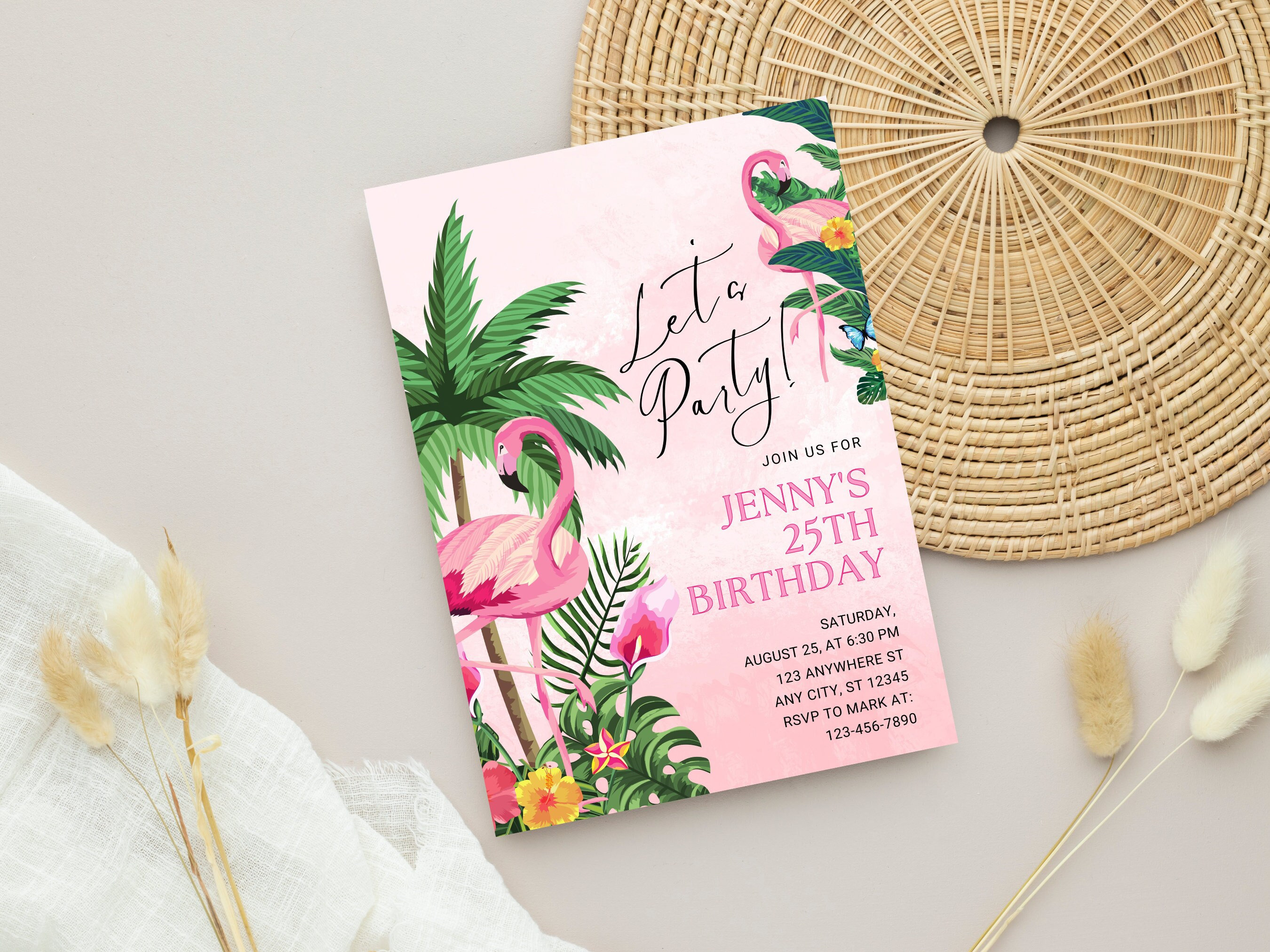 Flamingo Birthday Party Invitation Flamingo Pool Party - Etsy