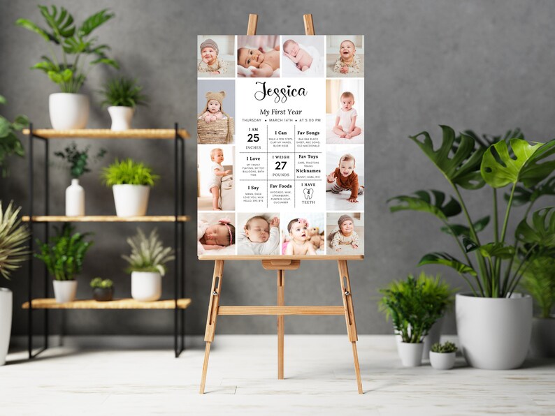 Printable Baby's First Year Milestone Board Template, Editable 1st ...