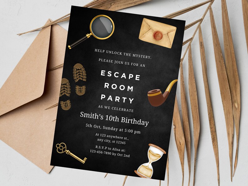 Editable Escape Room Birthday Party Invitation Template (PDF) - Etsy