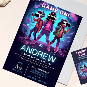 Virtual Reality Birthday Invitation, VR Birthday Invitation, Gamer Boy ...