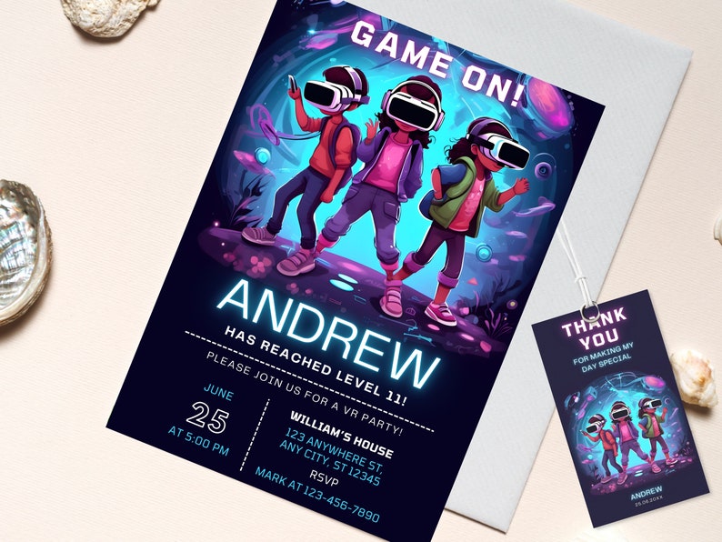 VR Birthday Invitation, Gamer Party Invite (digital Download) - Etsy ...