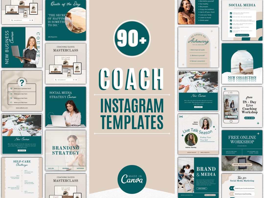 90+ Coach Instagram Post Templates, Editable Canva Design (digital ...