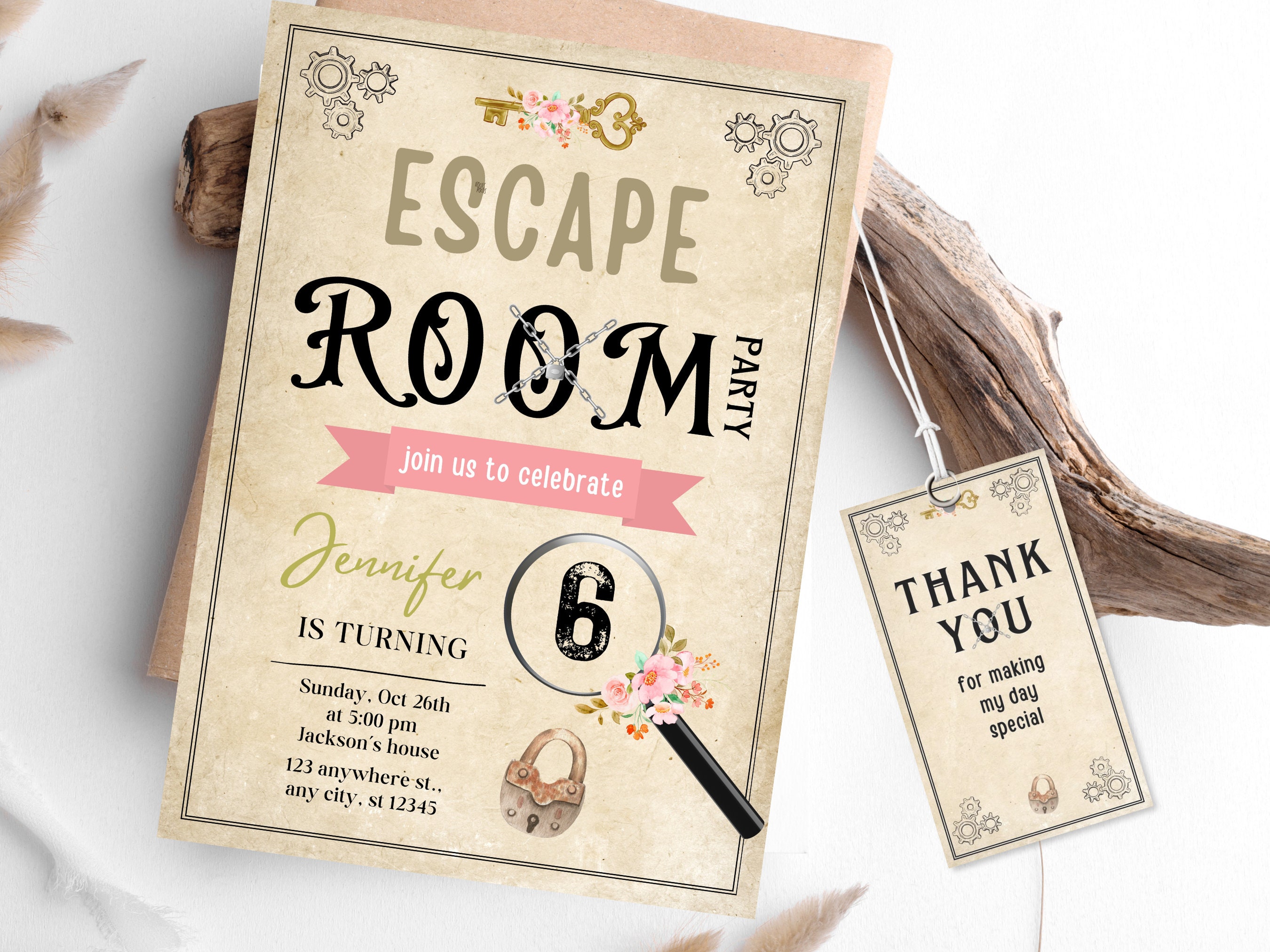 Escape Room Birthday Invitation Template, Editable Escape Room Party ...