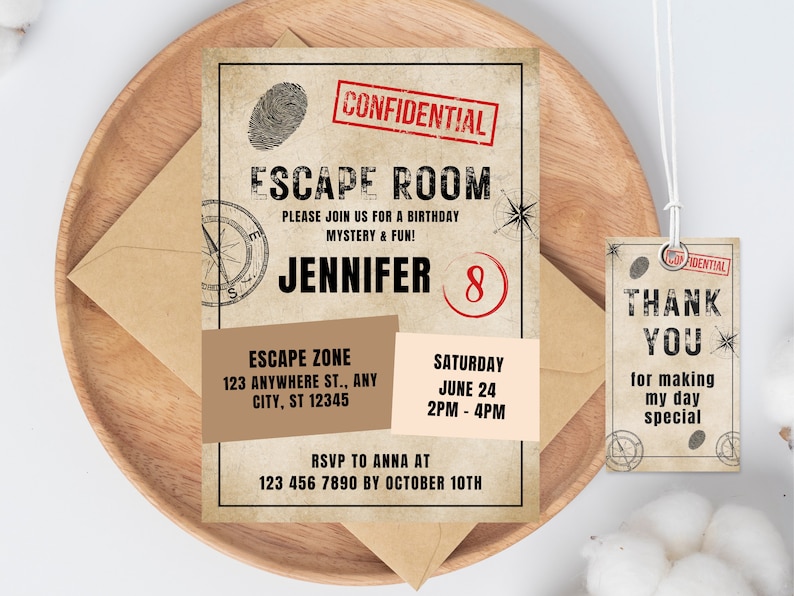 Escape Room Birthday Invitation Template, Editable Escape Room Party ...