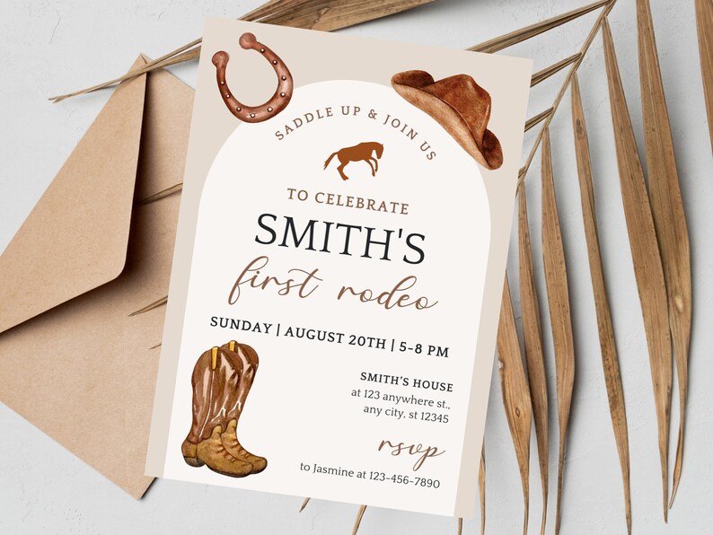 My First Rodeo Invitation Template, Printable Cowboy Birthday, Wild ...