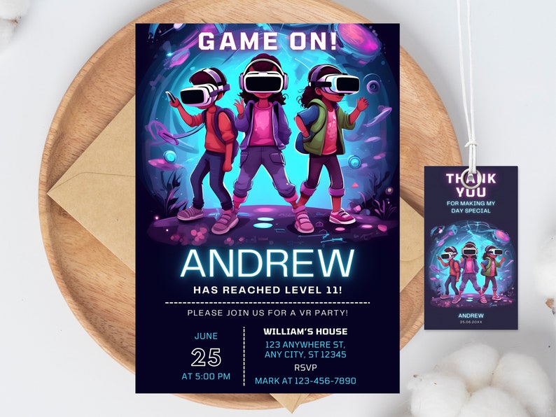 VR Birthday Invitation, Gamer Party Invite (digital Download) - Etsy ...