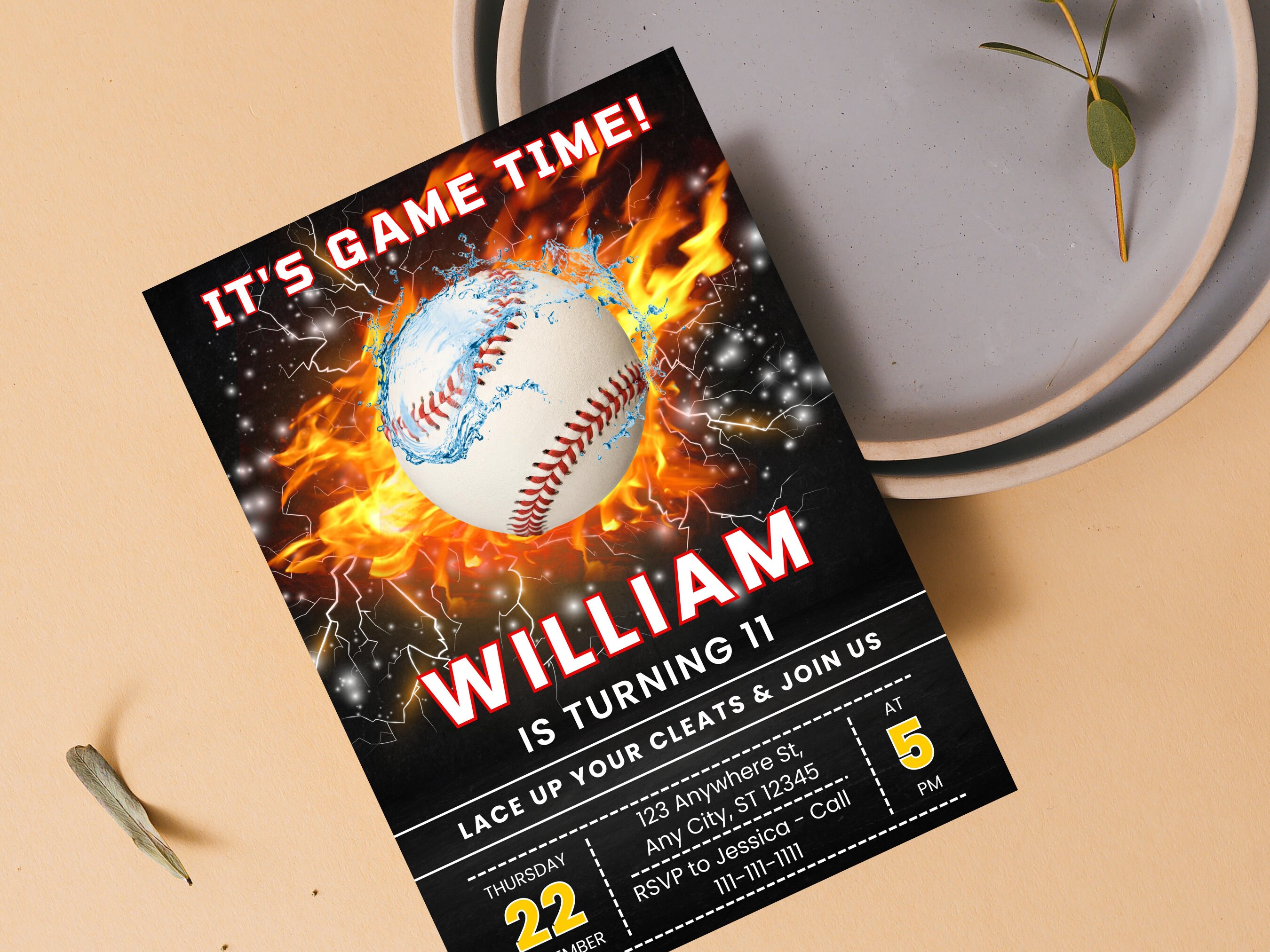 Editable Baseball Birthday Party Invitation, It's Game Time Invitation ...
