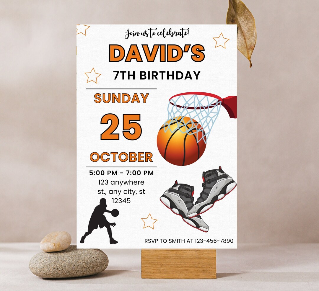 Basketball Birthday Party Invitation, Editable Basketball Birthday ...
