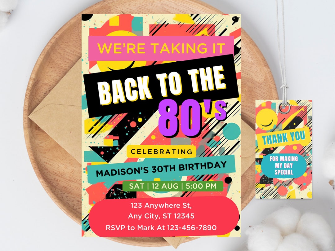 Editable 80s Party Invitation, Back to the 80s, Throwback Party, House ...