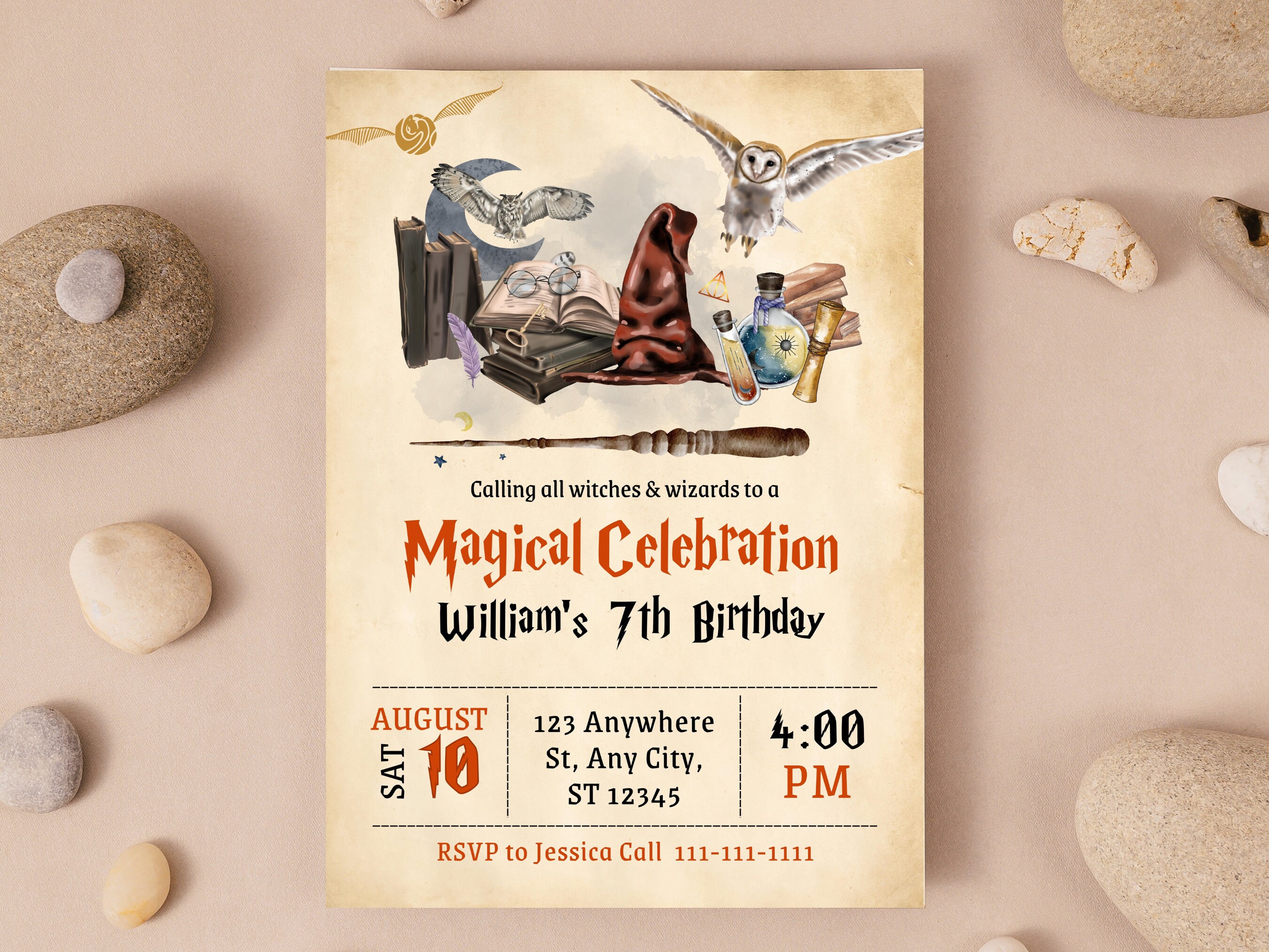 Editable Wizard Birthday Invitation, Magical Birthday Party Invite ...