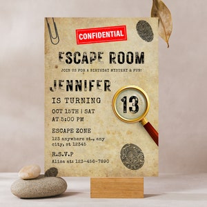Escape Room Birthday Invitation Template, Editable Mystery Party (PDF ...