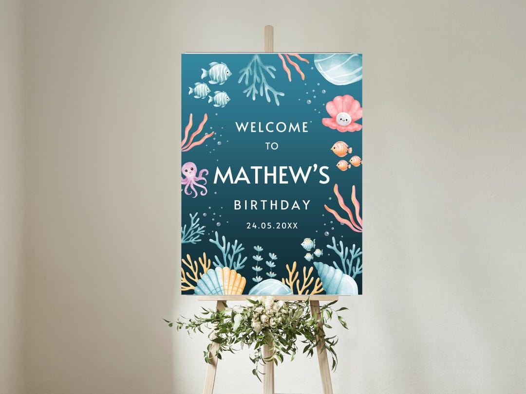 Under the Sea Birthday Welcome Sign, Editable Welcome Sign, Printable ...