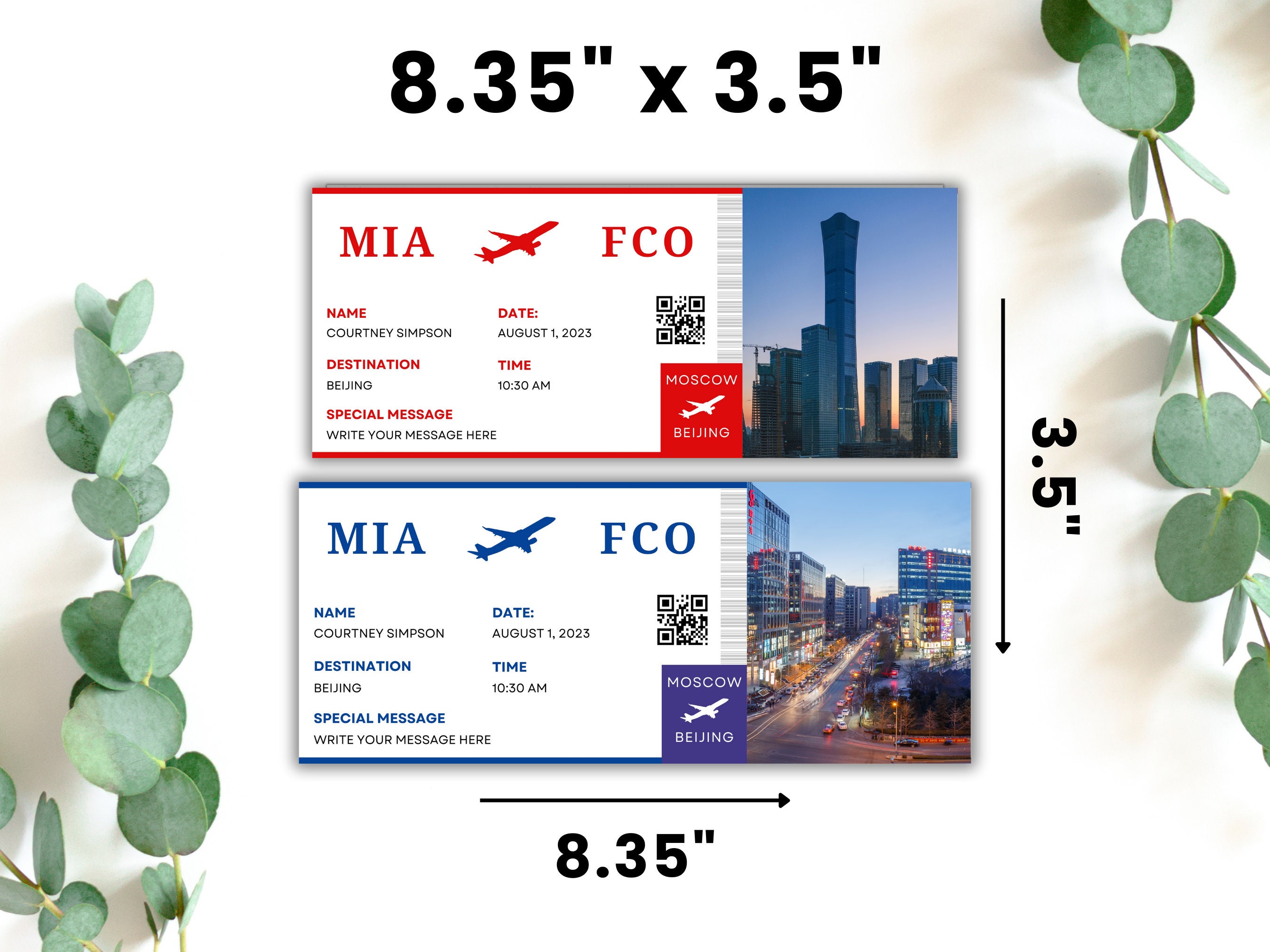 Editable Boarding Pass Canva Template, Printable Airline Ticket ...