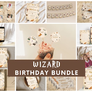 Editable Wizard Birthday Party Bundle, Wizard Birthday Invitation ...