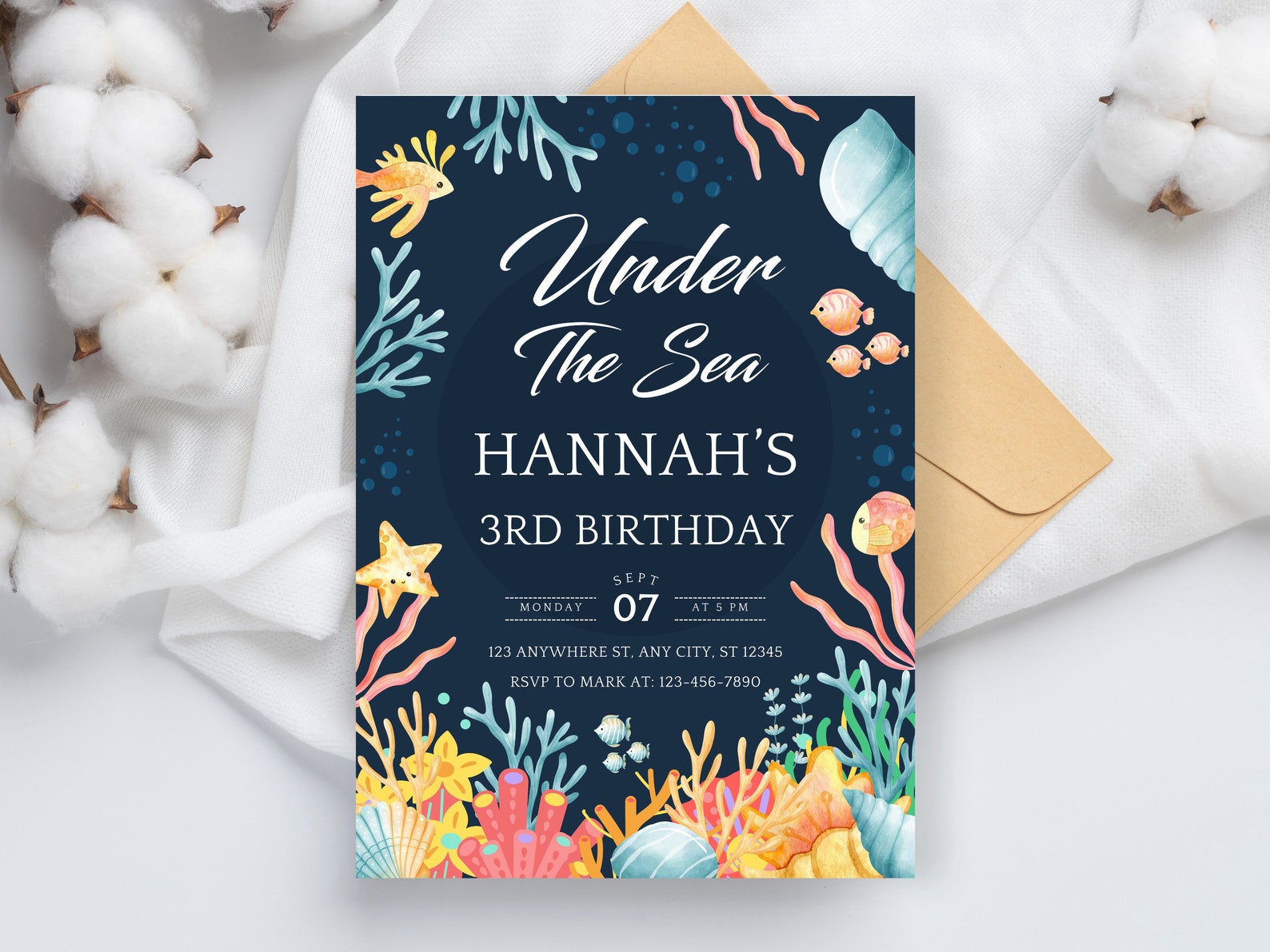 Under the Sea Birthday Invitation Template, Editable Ocean Animals ...
