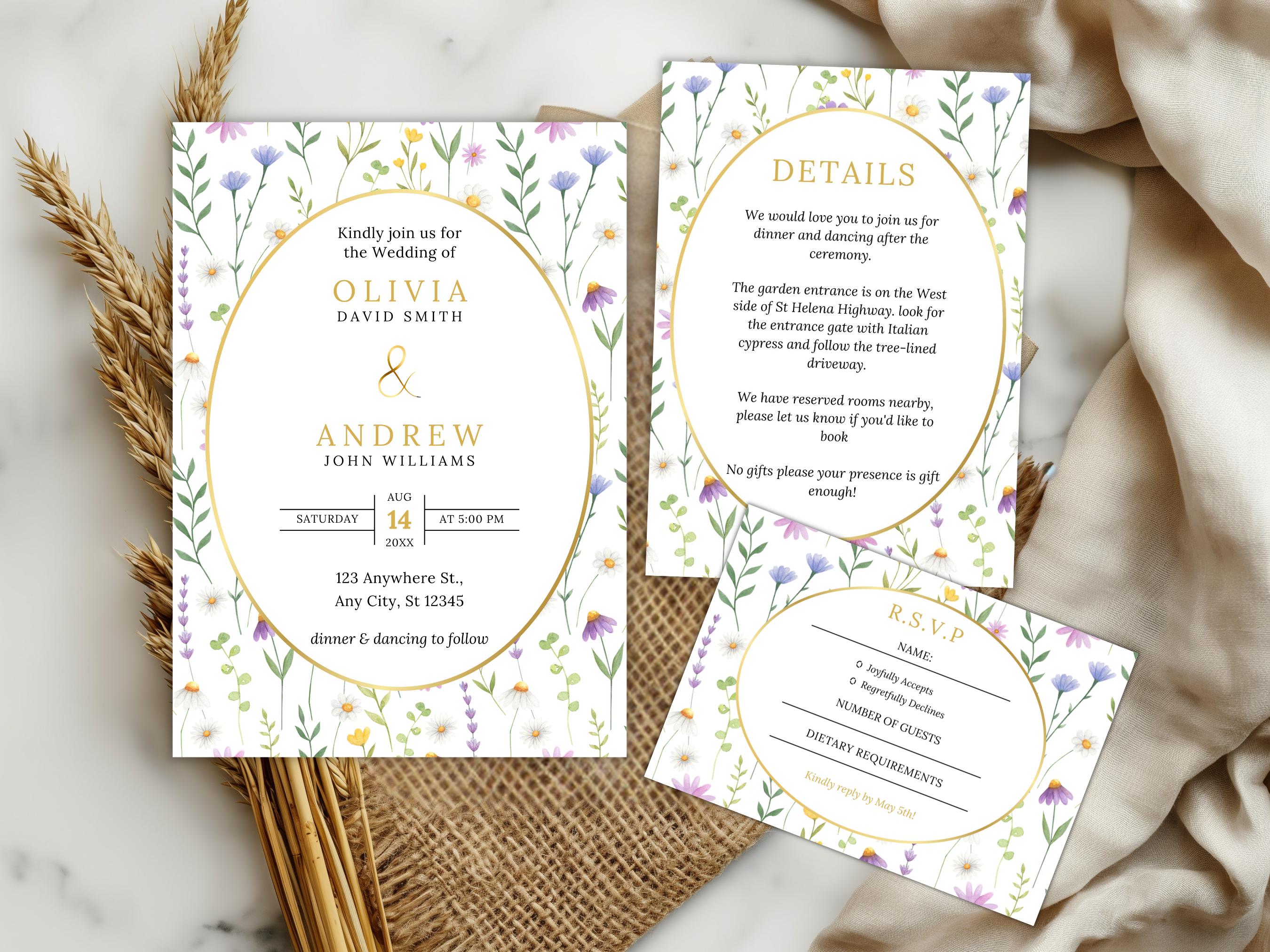 Editable Wildflower Wedding Invitation Template (digital Download) - Etsy