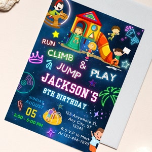 Playground Birthday Invitation for Boys and Girls, Rainbow Park Party ...