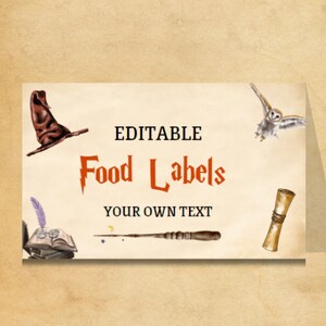 Wizard Birthday Party Food Label Template, Magic School Tented Food ...