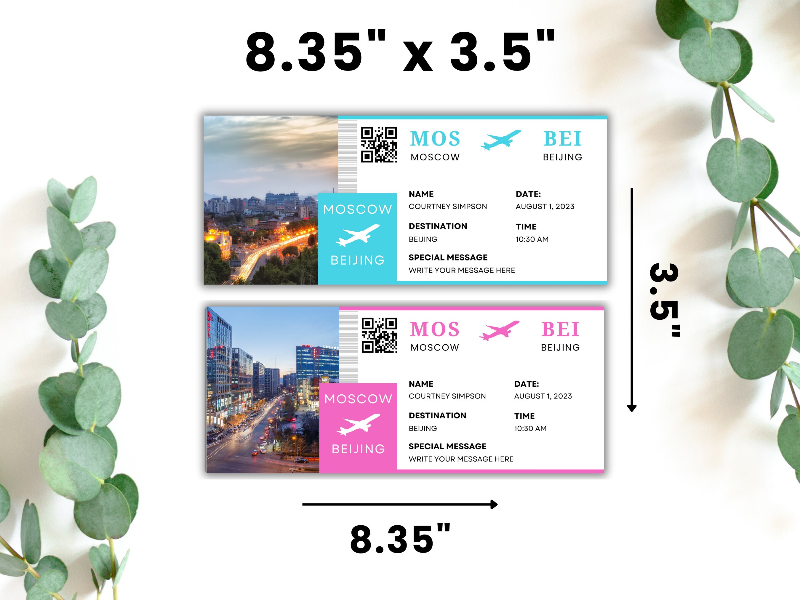 Editable Boarding Pass Canva Template, Printable Airline Ticket ...