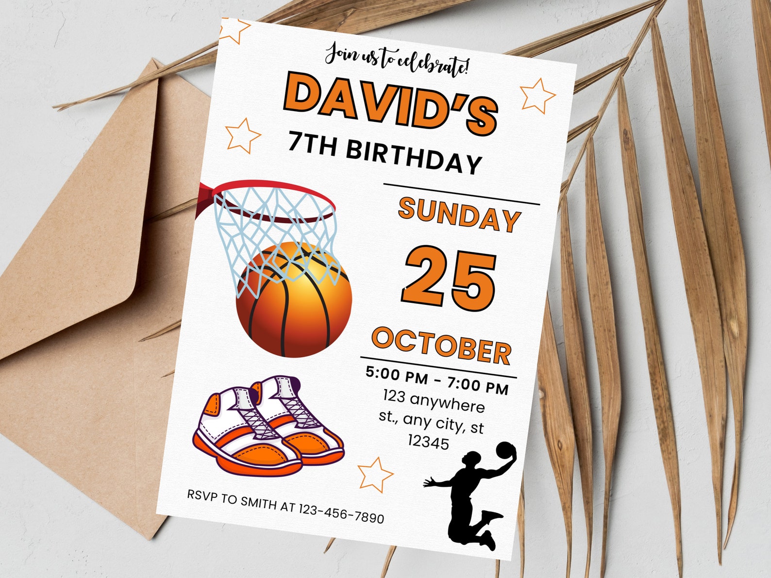 Basketball Birthday Party Invitation, Editable Basketball Birthday ...