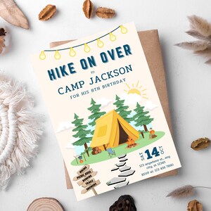 Camping Birthday Invitation Template, Camping Party Invitation ...