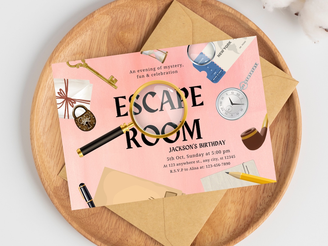 Escape Room Birthday Invitation Template, Editable Escape Room Party ...