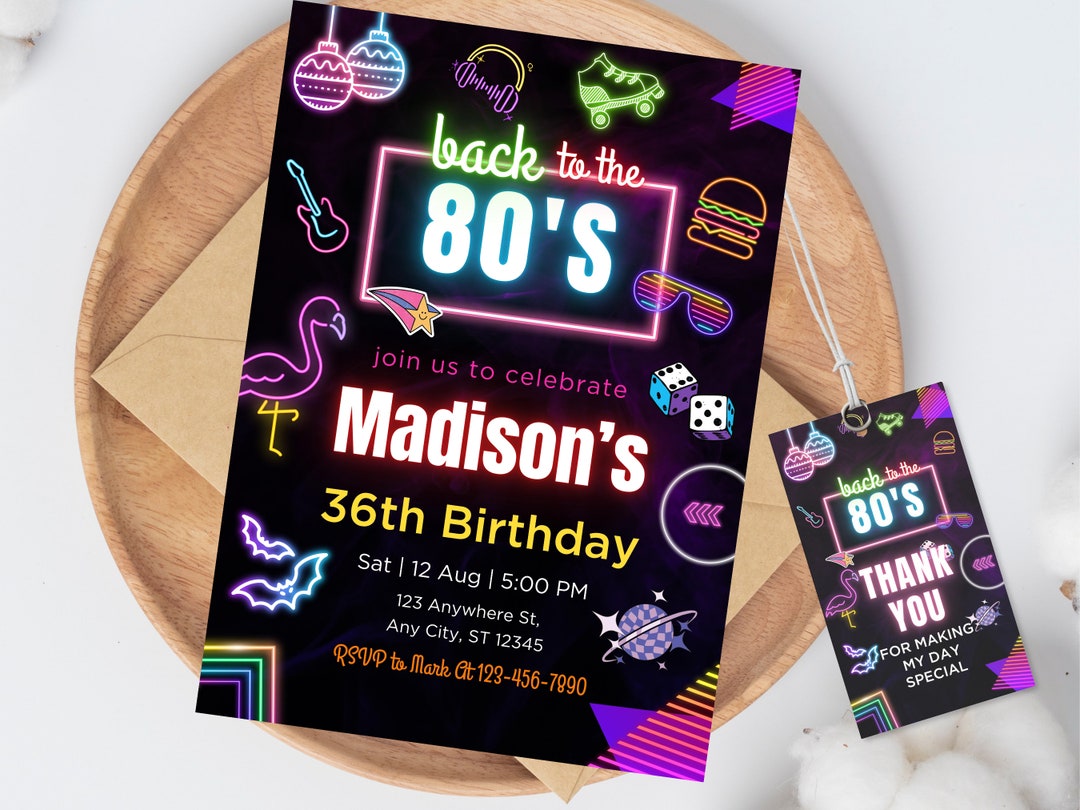 Editable 80s Party Invitation, Back to the 80s, Throwback Party, House ...