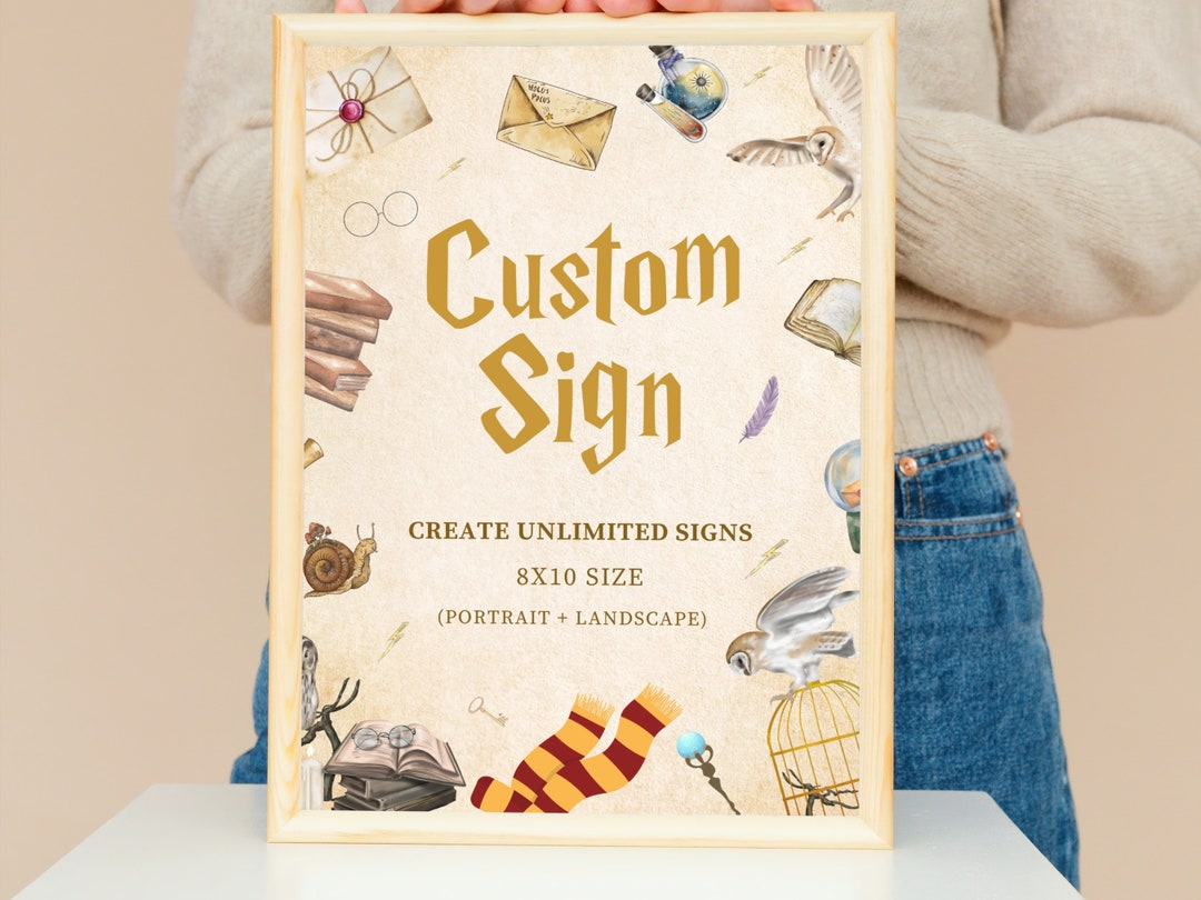 Editable Wizard Custom Sign Potrait, Wizard Birthday Sign, Instant ...
