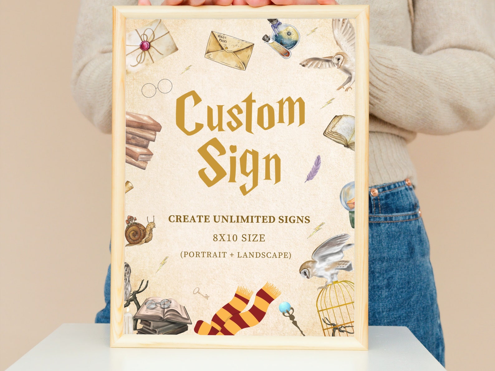 Editable Wizard Custom Sign Potrait, Wizard Birthday Sign, Instant ...