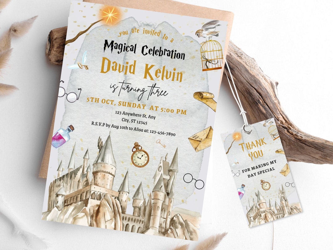 Editable Wizard Birthday Invitation, Magic School Party (digital ...