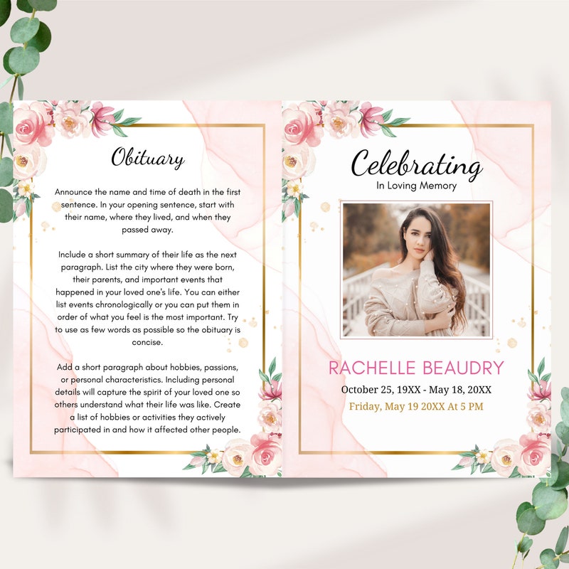 Obituary Template Design - Etsy
