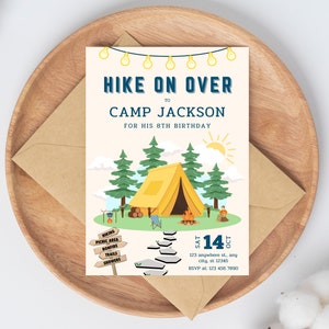 Camping Birthday Invitation Template, Camping Party Invitation ...
