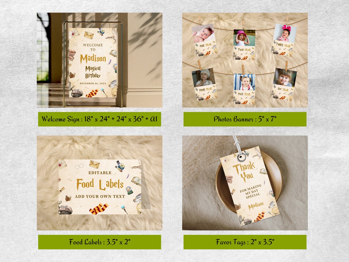 Editable Wizard Birthday Party Bundle, Wizard Birthday Invitation ...