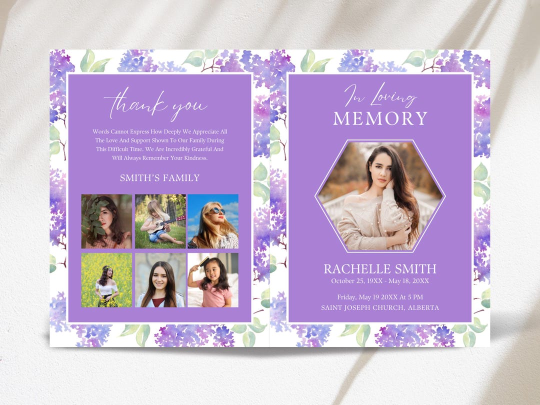 Editable Funeral Program Template: Celebration of Life (digital ...