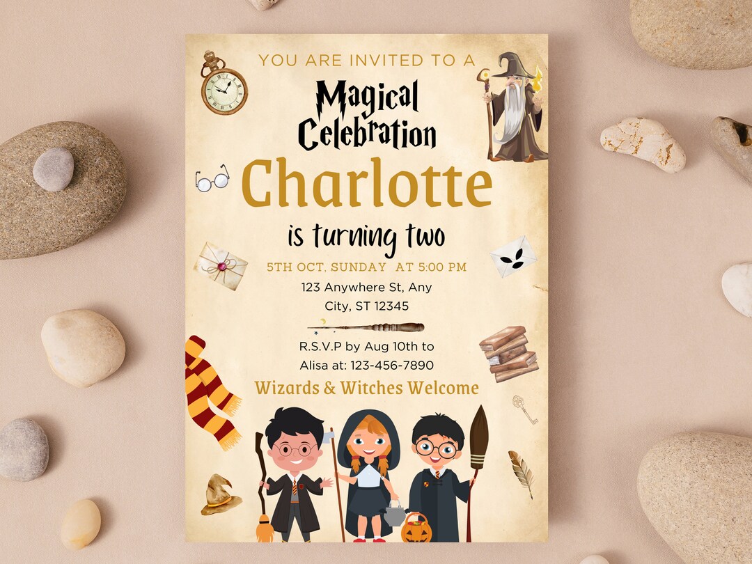 Editable Wizard Birthday Invitation, Magical Birthday Party Invite ...
