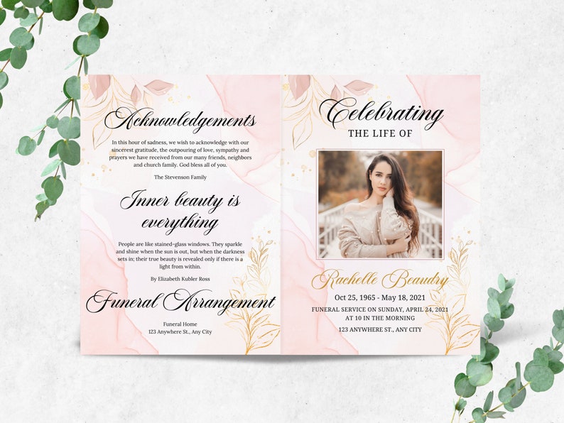 Editable Funeral Program Template, Obituary Template for Women 8 Page ...