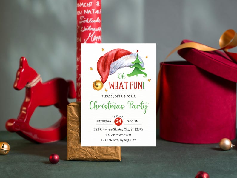 Santa Christmas Party Invitation Template: Jingle & Mingle (digital ...