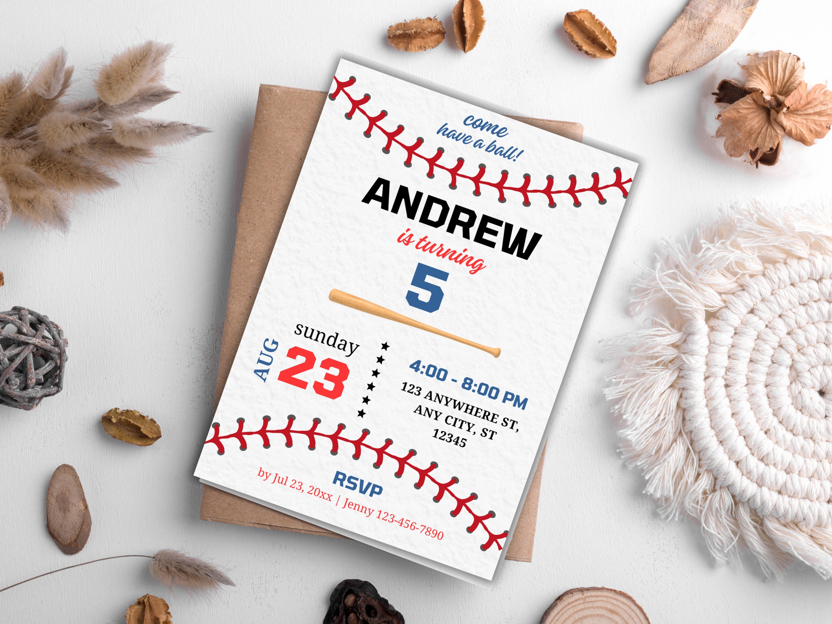 Editable Baseball Birthday Invitation, Game Time Party Invite (digital ...