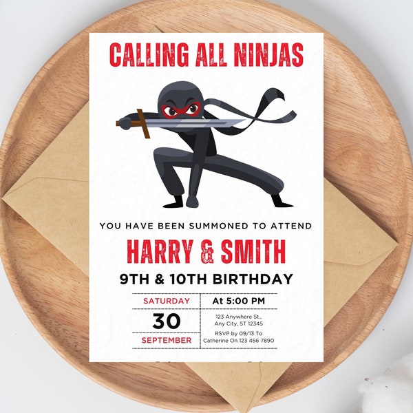 Ninja Invitation - Etsy