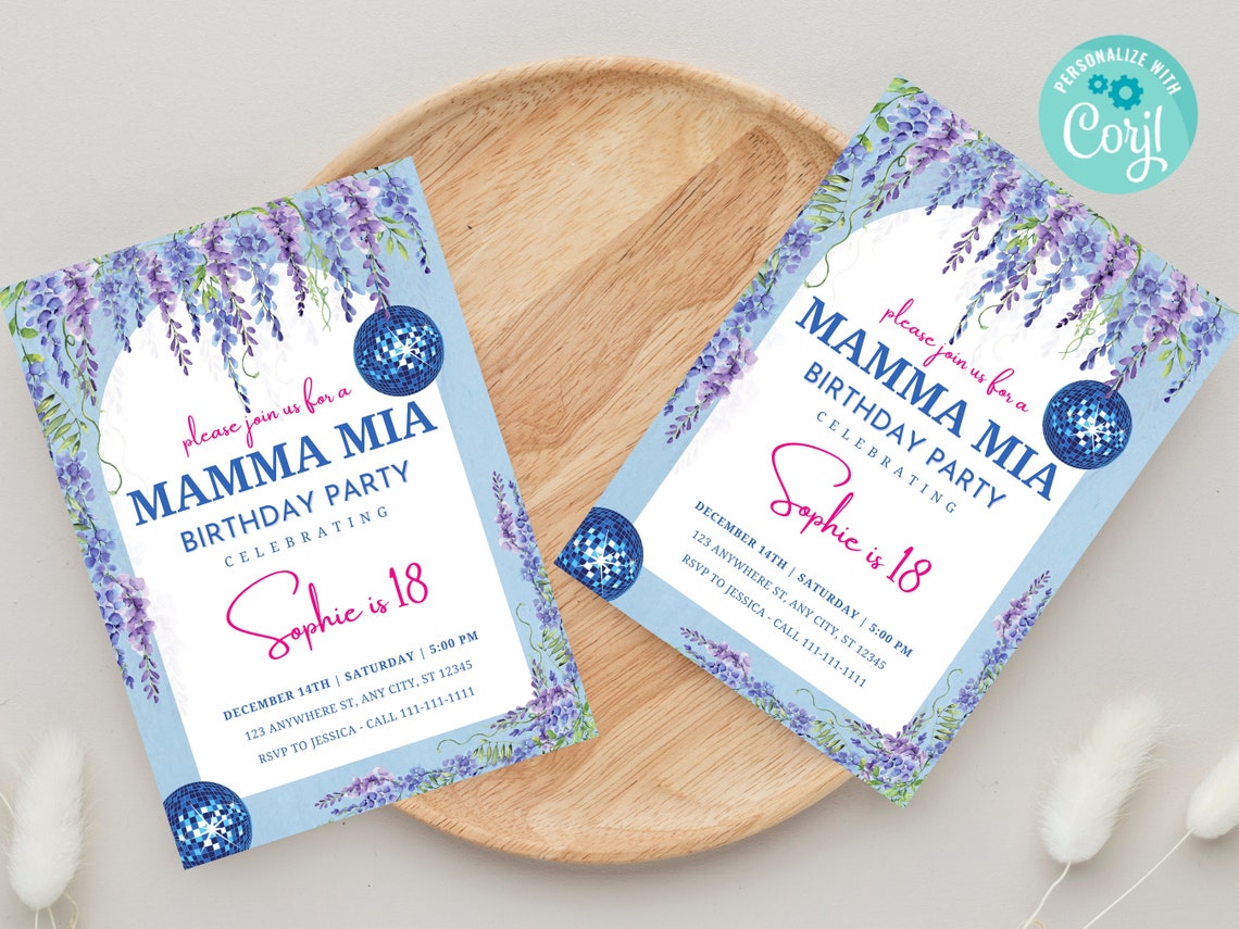 Mamma Mia Party Invitation, Birthday Party Invitation, Mamma Mia ...