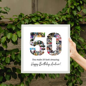 50th Birthday Photo Collage Template, Editable Canva Design (digital ...