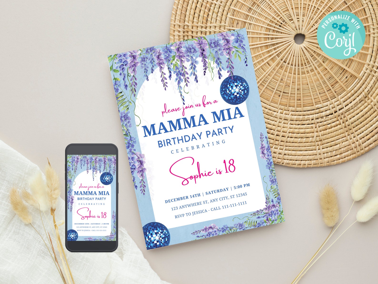 Mamma Mia Party Invitation, Birthday Party Invitation, Mamma Mia ...