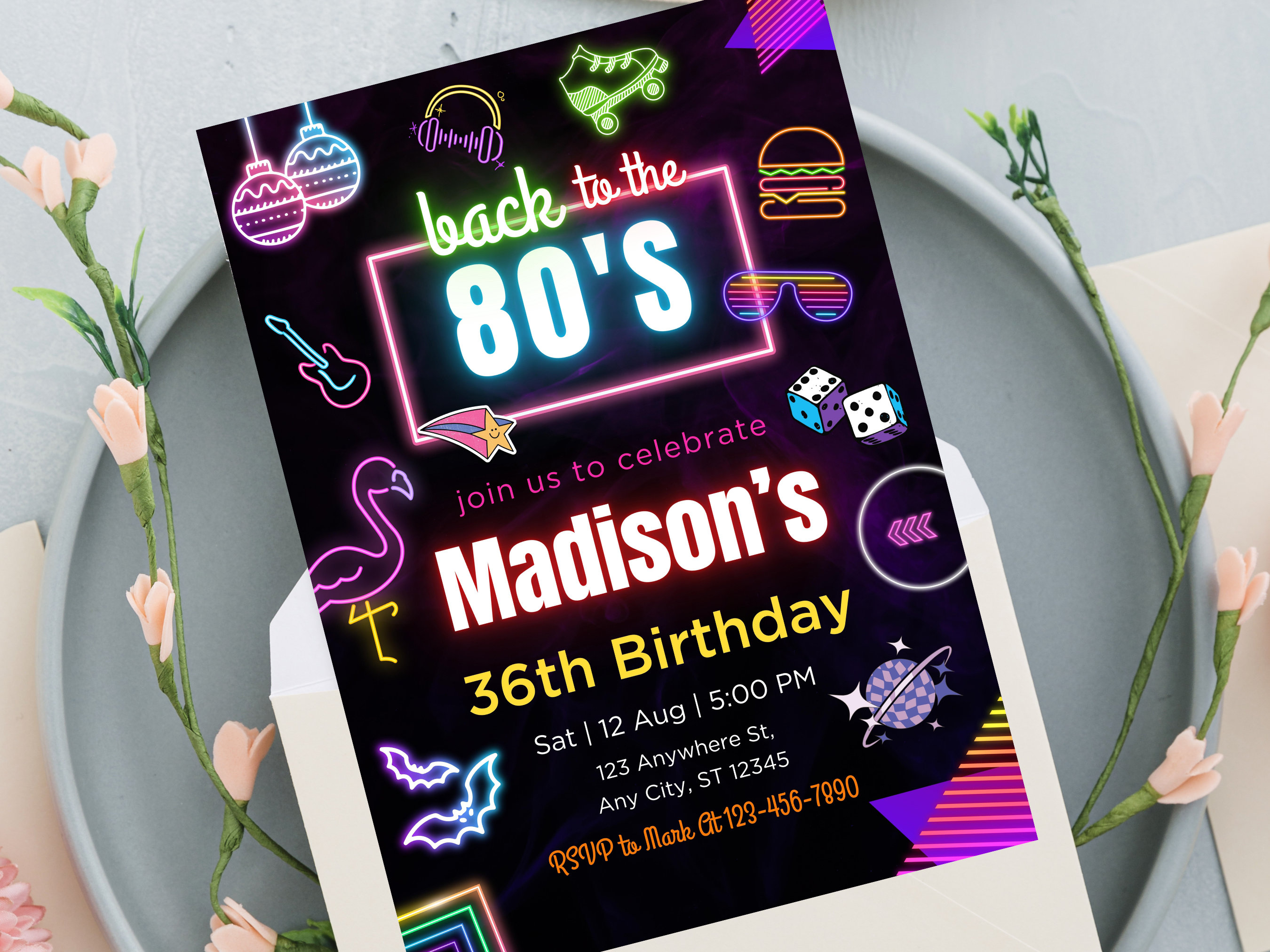 Editable 80s Party Invitation Back to the 80s Throwback - Etsy