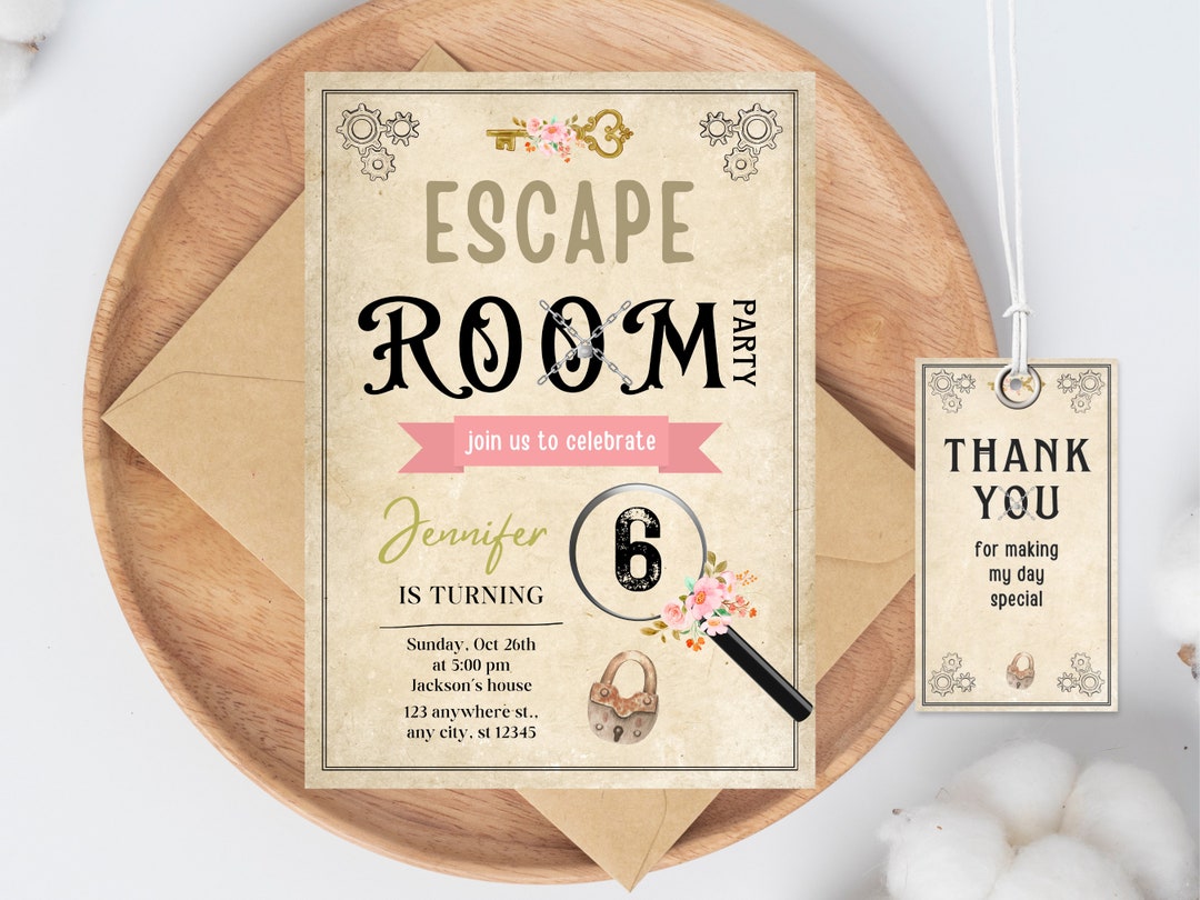 Escape Room Birthday Invitation Template, Customizable Party Invite ...