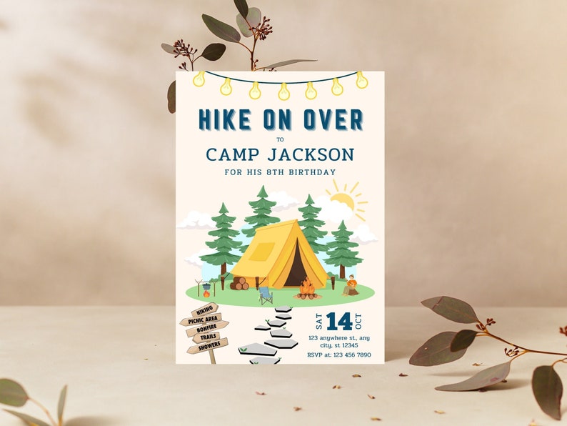 Camping Birthday Invitation Template, Campout Party (digital Download ...