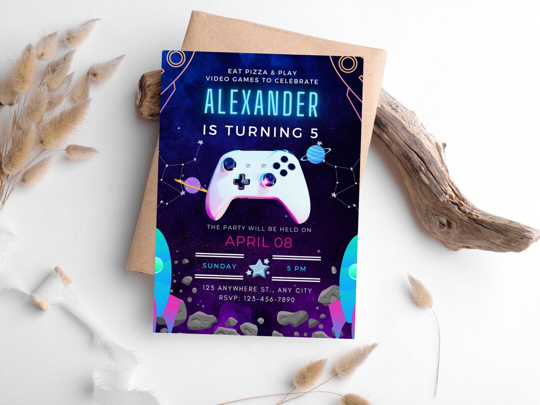 Editable Video Game Birthday Invitation, Gaming Party Invitation, Gamer ...