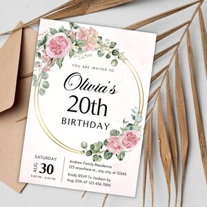 Floral Birthday Invitation Template: Editable Flower Invite (PDF) - Etsy