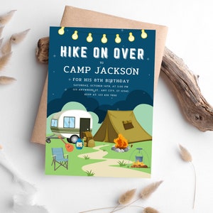 Camping Birthday Invitation Template, Camping Party Invitation ...