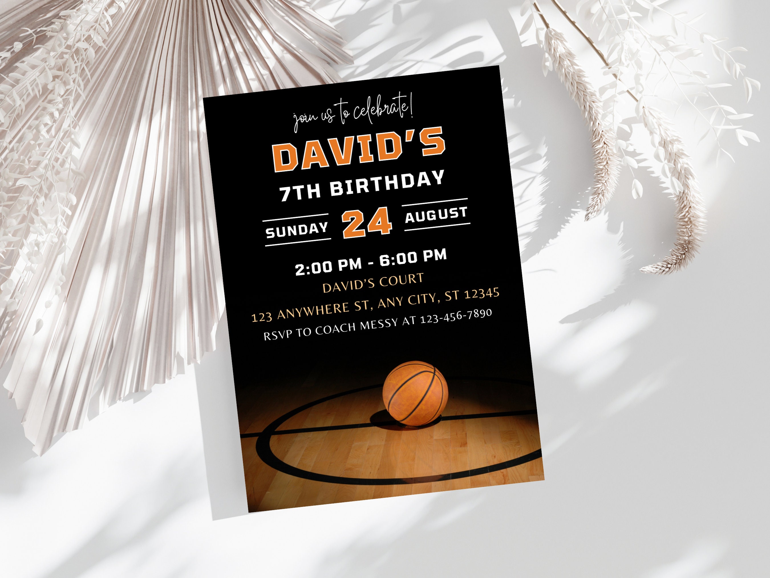 Basketball Birthday Party Invitation, Editable Basketball Birthday ...